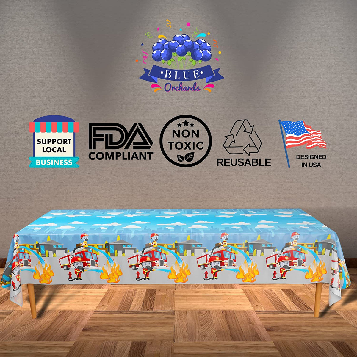 Firefighter Table Covers (Pack of 3) 108"x54" XL – Blue Orchards