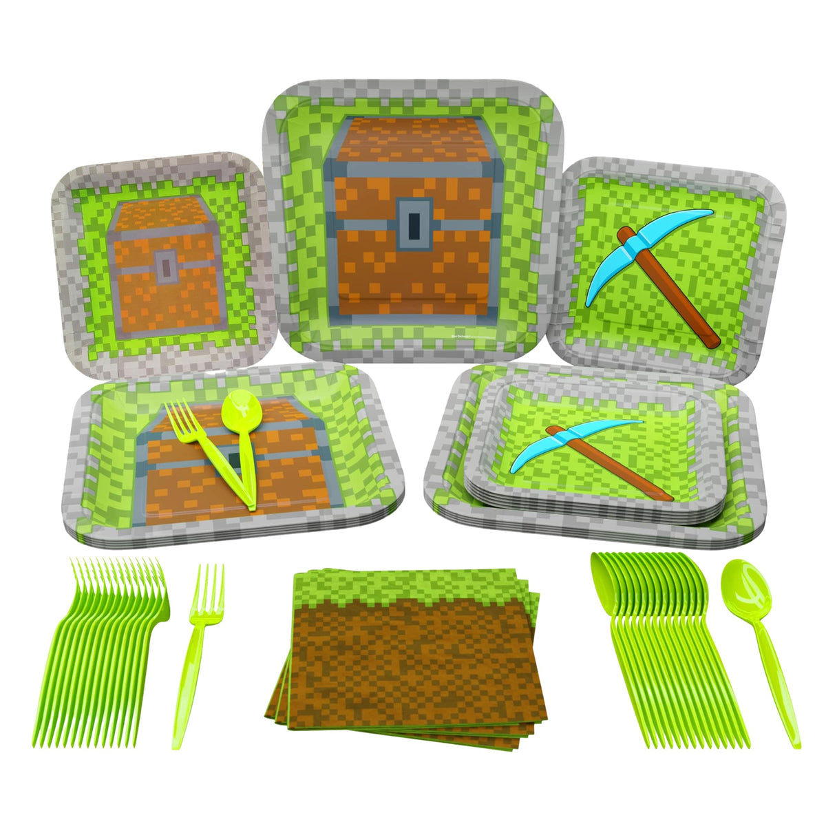 Minecraft Party Supplies, Mining Fun Standard Party Packs, Tableware ...