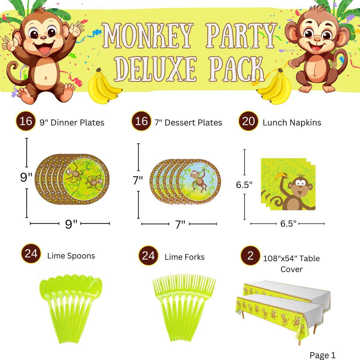 Monkey Party Deluxe Party Packs - Jungle Adventure for Kids and Moms ...