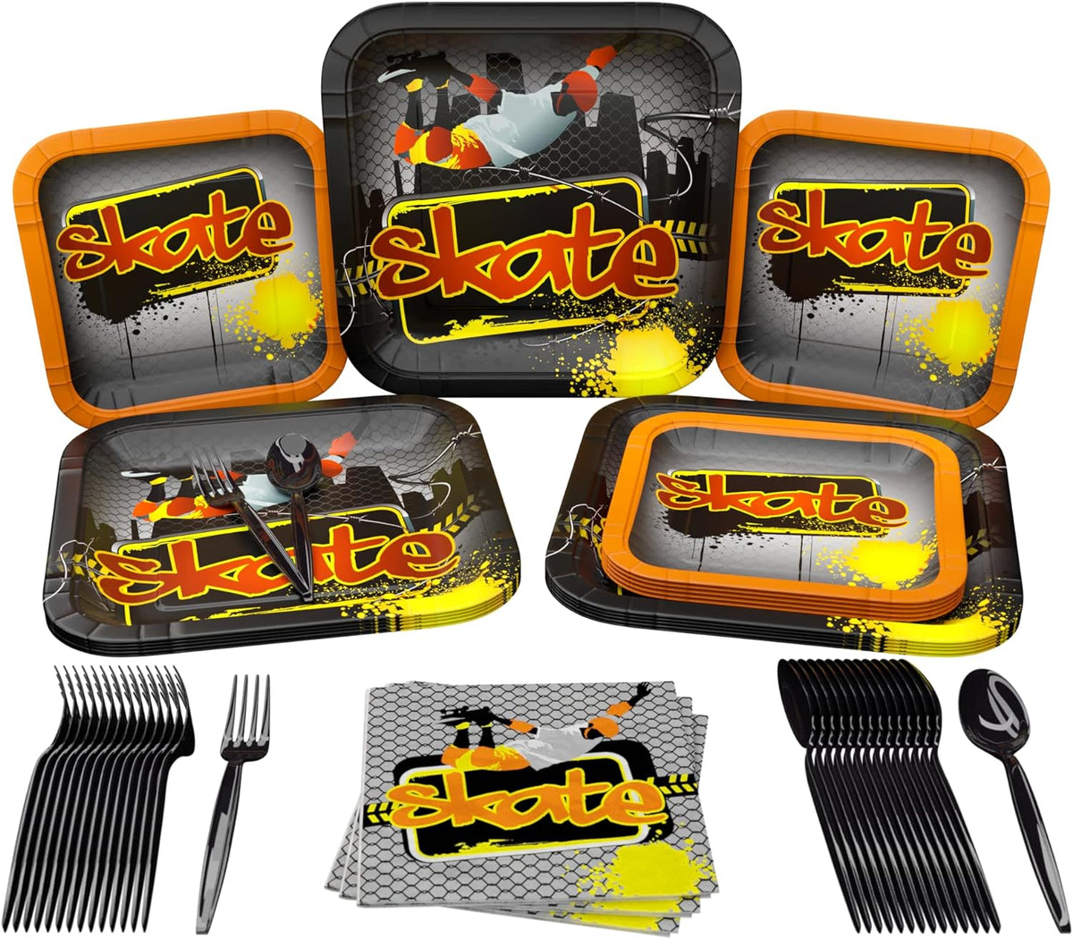 Skateboard Party Supplies, Skate Standard Party Packs, Tableware – Blue ...