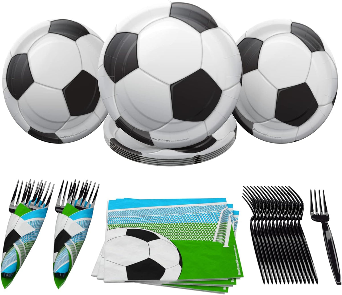 Soccer Value Party Supplies Packs (For 16 Guests) – Blue Orchards