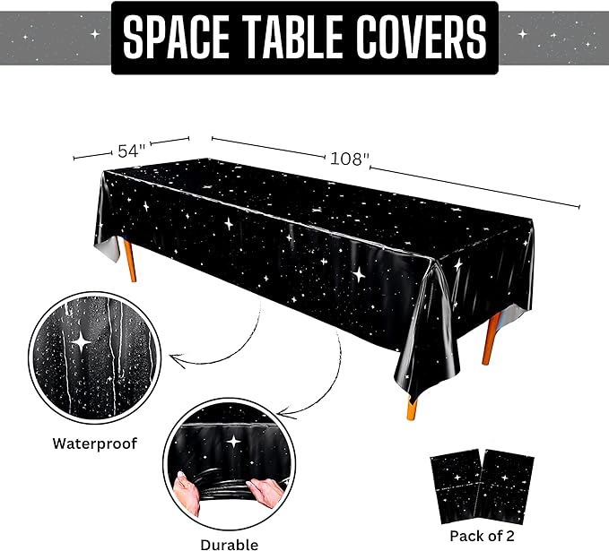 Blast Off! Stellar Party with Space Table Covers (2-Pack) – Blue Orchards