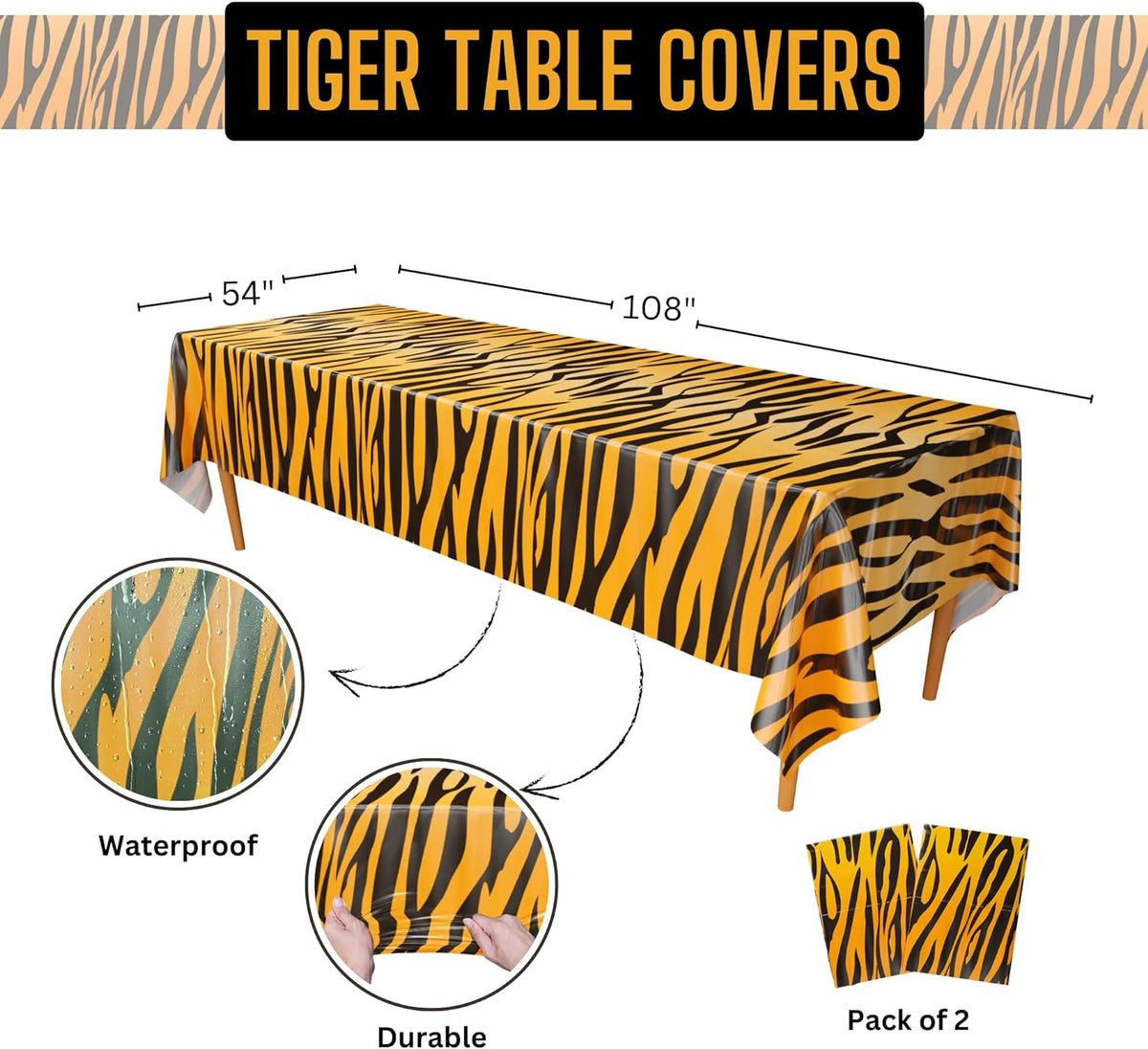 Tiger Stripe Table Covers - 54in x 108in (2 Pack) – Blue Orchards