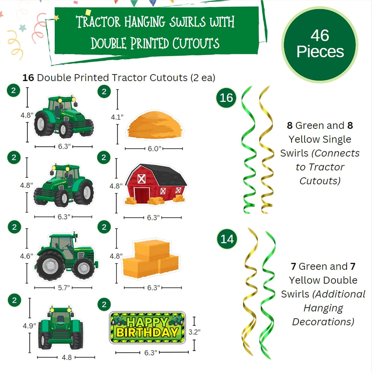 Tractor Party Hanging Swirls (46 Pieces)Transform Your Party with ...