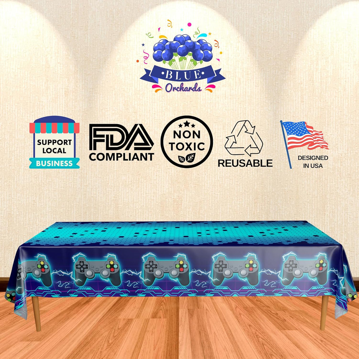 Game On! ️ Level Up Parties with Neon Blue Video Game Table Covers ...