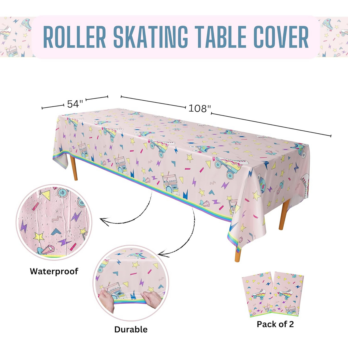 Roller Skating Table Covers (Pack of 2) - 54"x108" XL – Blue Orchards